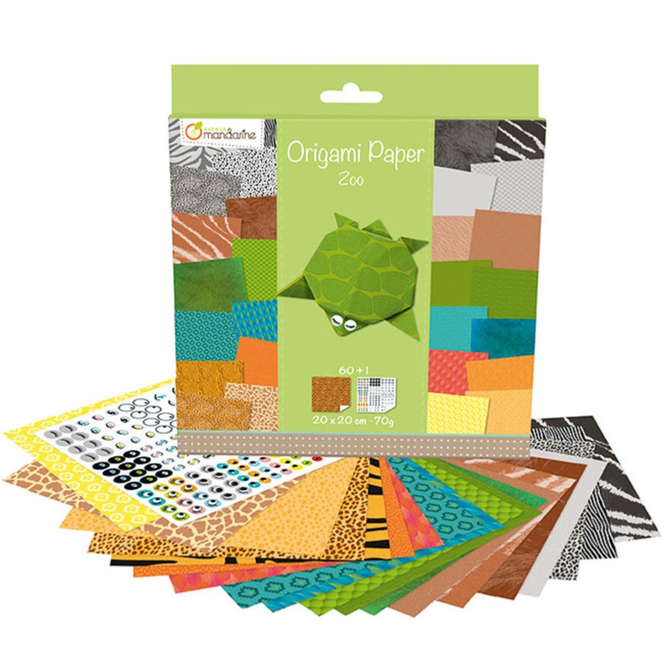 Papier Origami 60 feuilles 20x20cm Motifs Zoo Pelage Animaux Avenue ...