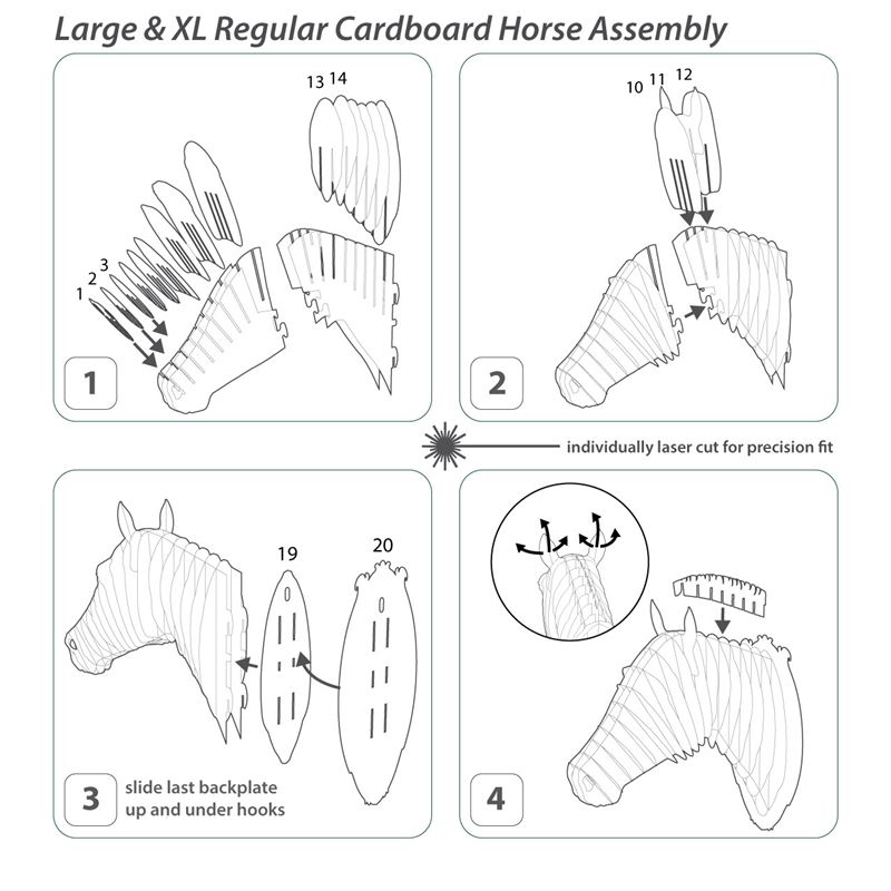 Trophée Tête de Cheval en Carton décoré - Moyen de L'Atelier Chez Soi