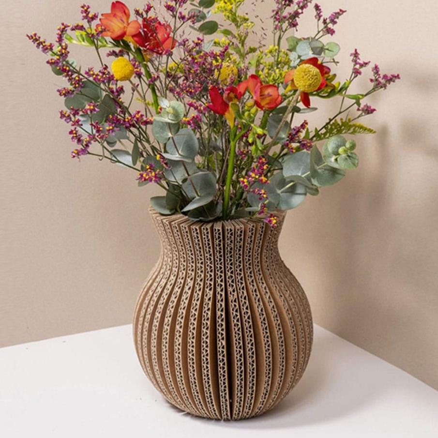 Vase en Carton ondulé Cache-cache Forme Classique H 19cm Tout simplement