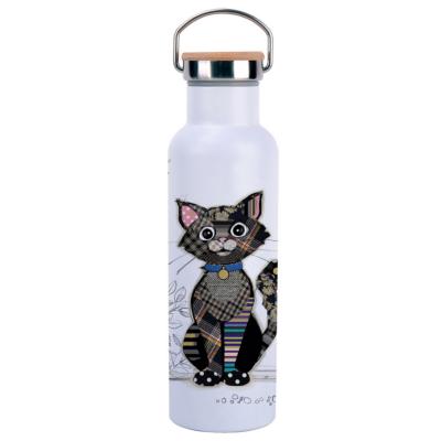 Gourde isotherme Chat Kook Inox avec Anse Bug Art Kiub