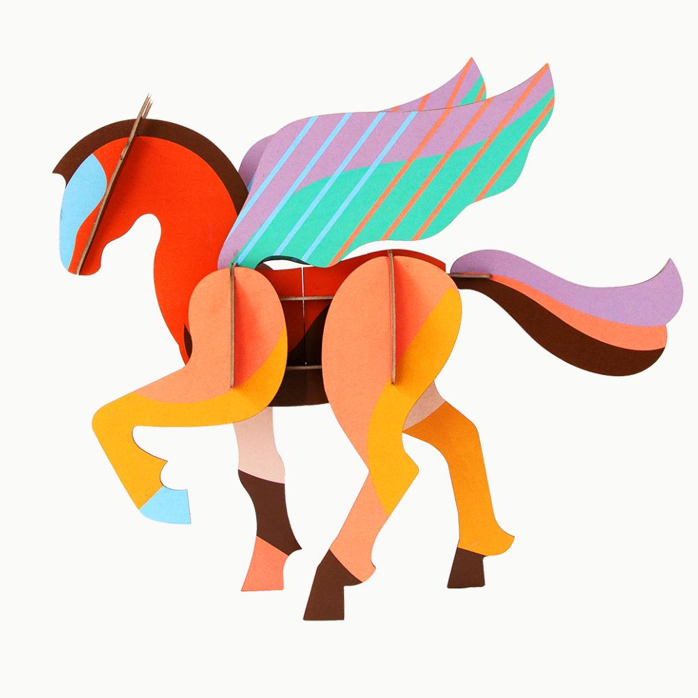 Pégase Grande Pegasus en carton coloré à construire H24cm Studioroof