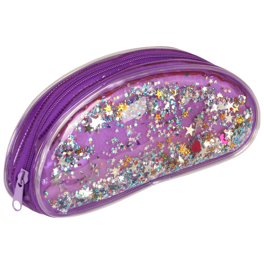 Trousse Ovale Paillettes flottantes Violet 20x10x5 cm Clairefontaine