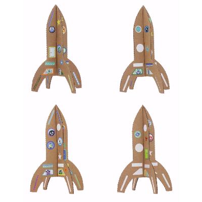 Kit créatif enfant 4 fusées en carton à construire